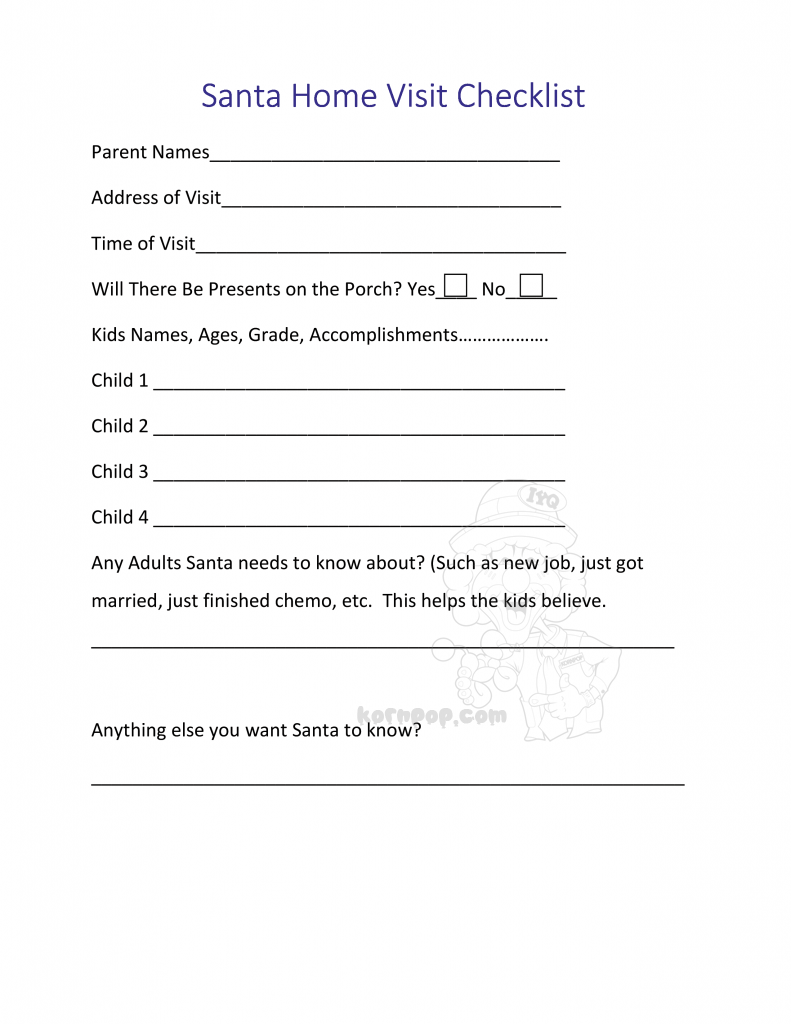 Santa Home Visit Checklist – Kornpop.com